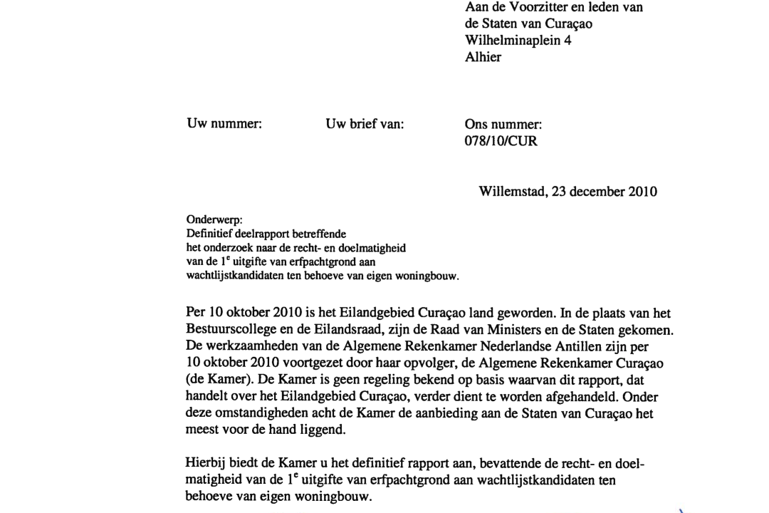 Archief Portfolio - Algemene Rekenkamer Curacao